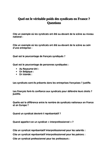 Quel est le véritable poids des syndicats en France ? | Teaching Resources Quel est le véritable poids des syndicats en France ? | Teaching Resources