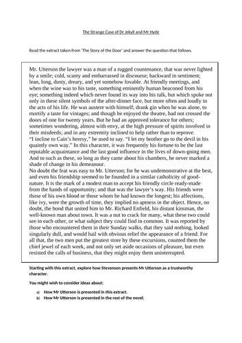 Twelve Jekyll and Hyde Extract Based essay Questions | Teaching Resources