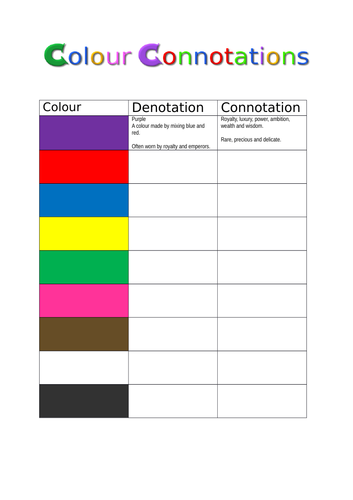 Outstanding lesson on Colour Connotations | Teaching Resources