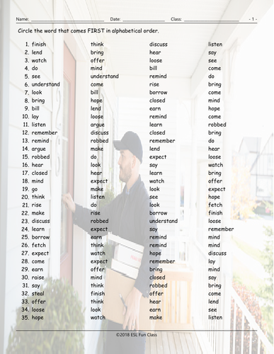 Confusing Verbs Alphabetical Order Worksheet | Teaching Resources
