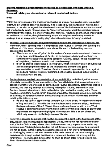 Dr Faustus Essay Plans | Teaching Resources