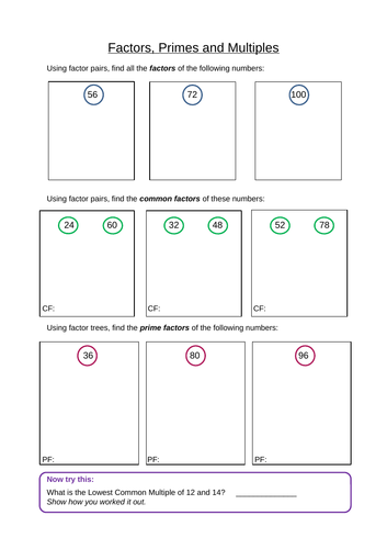 Factors, Primes and Multiples | Teaching Resources