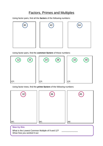 Factors, Primes and Multiples | Teaching Resources