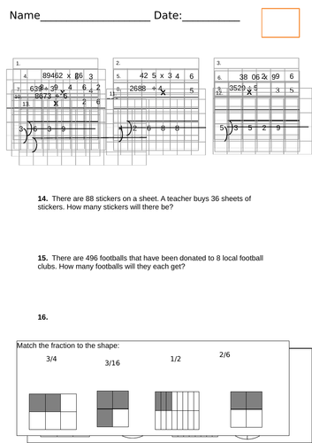 Assessment ( x, ÷ and basic fractions) | Teaching Resources