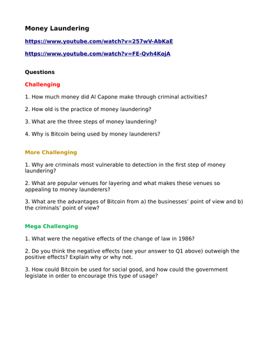 Money Laundering | Teaching Resources