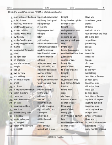 Cell Phones-Texting Acronyms Alphabetical Order Worksheet | Teaching ...