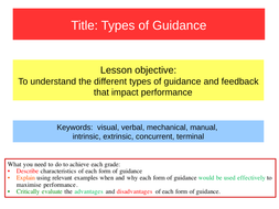 Types of Guidance in Sport | Teaching Resources