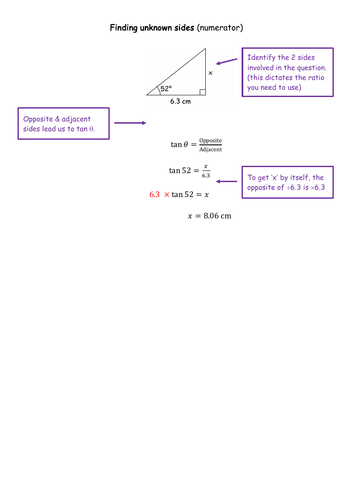 Trigonometry - Finding unknown sides | Teaching Resources