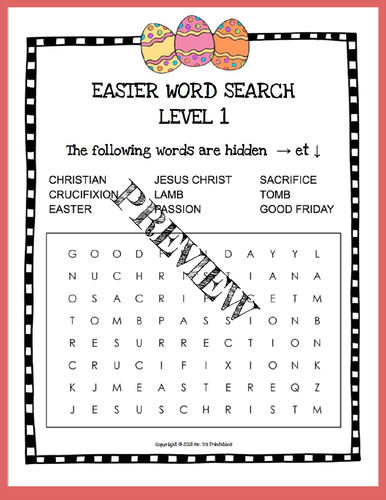Easter religious theme word search - 3 levels | Teaching Resources