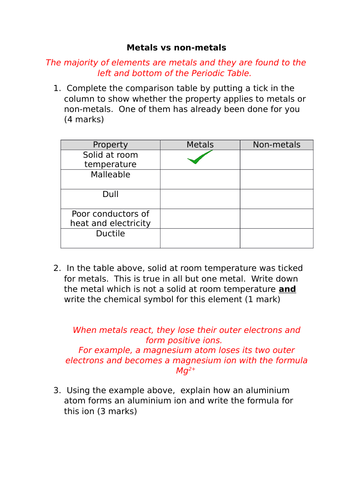 AQA GCSE Science Unit C1 REVISION (Atomic structure and the periodic ... AQA GCSE Science Unit C1 REVISION (Atomic structure and the periodic ...