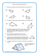 Trigonometry mixed homework including problem solving | Teaching Resources