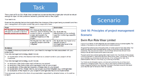 CTEC Level 3 Business Unit 16 - P3, P5, M2 | Teaching Resources