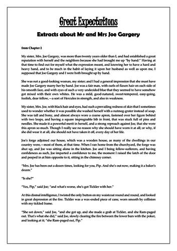 Great Expectations: Mr and Mrs Joe Gargery! | Teaching Resources