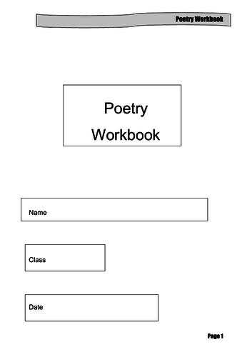 Poetry Workbook 14 pages suitable for KS2 Year 5 & 6 or SEN | Teaching ...