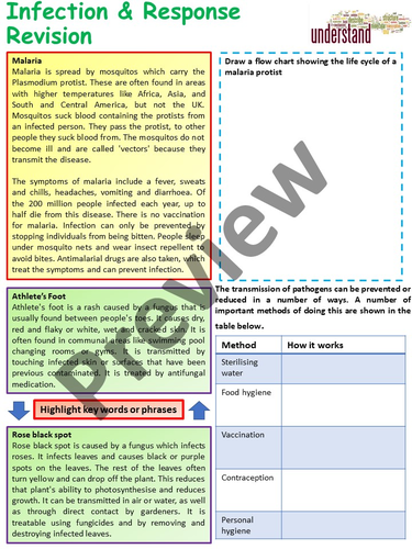 AQA 1-9 GCSE Biology (Science) Infection & Response Work Booklet ...