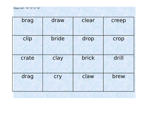 Set of 4 Phonics bingo cards for learning blends Reception Year 1 or ...