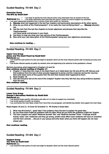 Year 5 Guided reading planning - Roald Dahl | Teaching Resources