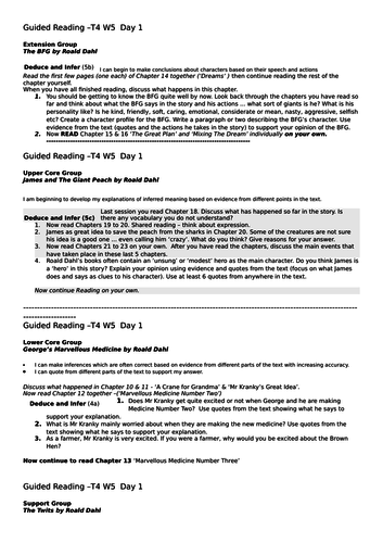 Year 5 Guided reading planning - Roald Dahl | Teaching Resources