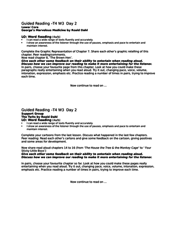 Year 5 Guided reading planning - Roald Dahl | Teaching Resources