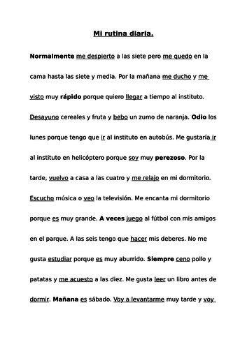 Mi rutina diaria translation | Teaching Resources