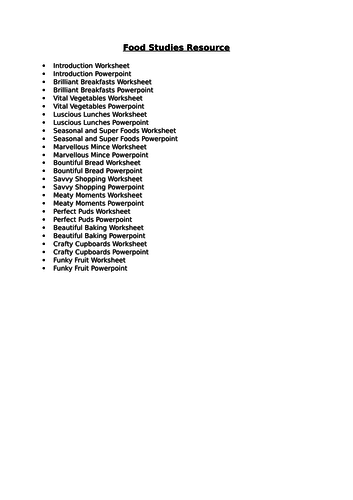 Complete Whole Year Plan for Food Technology Lessons based on Jamie's ...