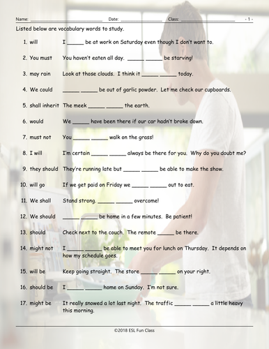 Possibility Modals Study Worksheet | Teaching Resources