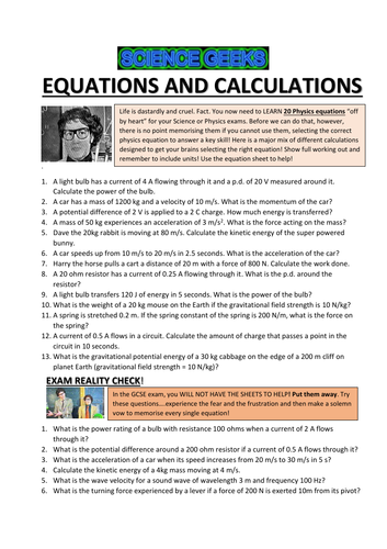 GCSE PHYSICS EQUATIONS OF DOOOOOM - AQA EDITION! | Teaching Resources