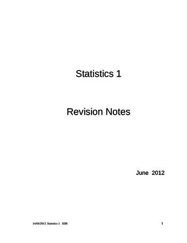 Maths A-Level: S1 Revision Notes | Teaching Resources