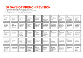 50 Days of French Revision Plan | Teaching Resources