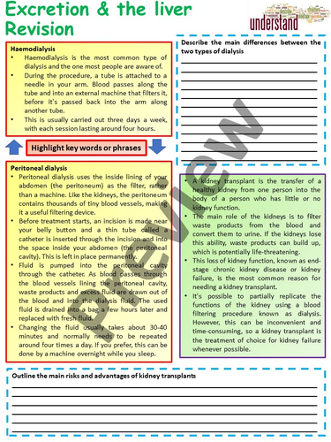 OCR / AQA A Level Biology Excretion, Kidneys & the Liver Revision ...