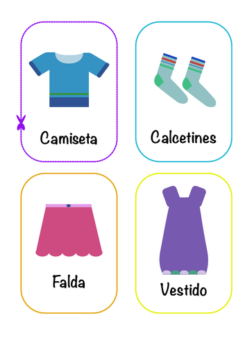 La ropa (Clothing) - Spanish vocabulary (Display card + Flashcards and ...