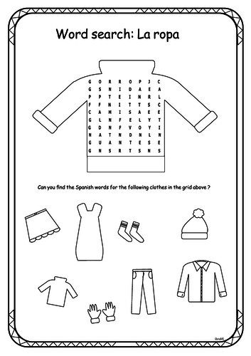 La ropa (Clothing) - Spanish vocabulary (Display card + Flashcards and ...
