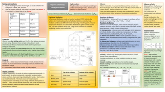 Crude oil and fuels knowledge organiser | Teaching Resources