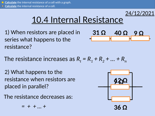 OCR AS Physics: Internal Resistance | Teaching Resources