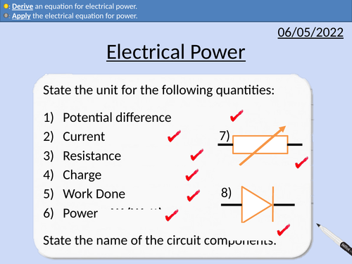 GCSE Physics: Electrical Power | Teaching Resources