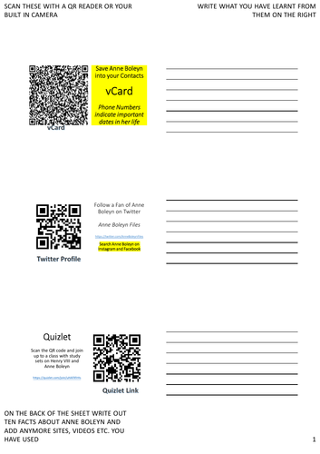 Anne Boleyn QR Hunt | Teaching Resources