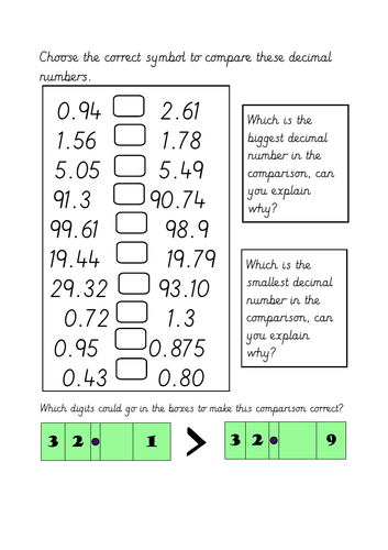 Year 4 Comparing Decimals Using Place Value Counters | Teaching Resources Year 4 Comparing Decimals Using Place Value Counters | Teaching Resources