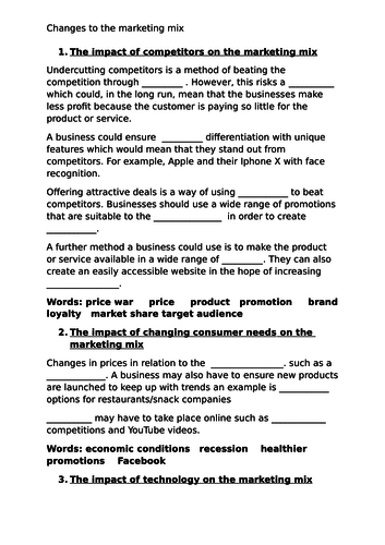 Marketing Mix GCSE 9-1 3 lessons | Teaching Resources