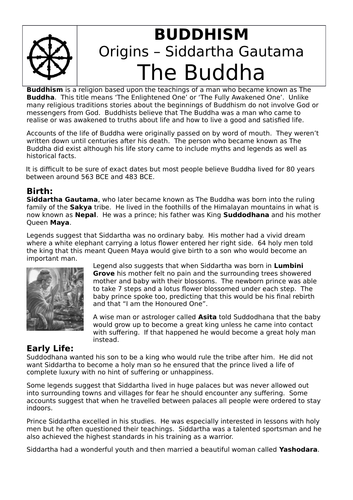 BUDDHA - Life of Gautama KS3 | Teaching Resources
