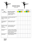 GCSE Dance - Performance Reflection Sheet | Teaching Resources