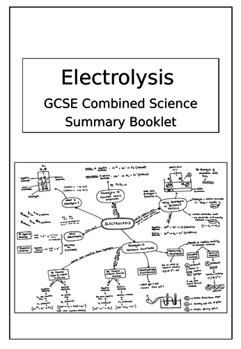 Electrolysis Knowledge Organiser/Summary Booklet: GCSE Chemistry ...