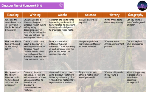 Dinosaur Planet Homework Pack – 51 Engaging Tasks Across Subjects ...