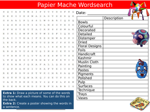 Papier Mache Wordsearch Sheet Paper Art Design Starter Activity ...
