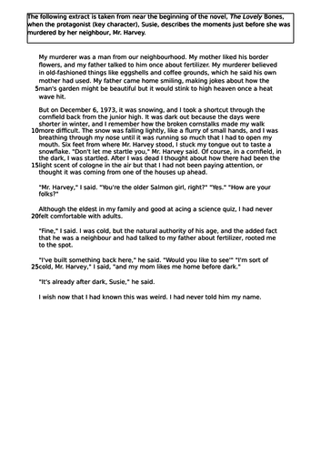 AQA English Language Paper 1 - The Lovely Bones | Teaching Resources