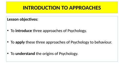 Intro lesson to Approaches topic | Teaching Resources