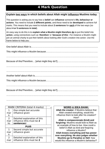 Beliefs about Allah - 2 lessons (KS3: learning GCSE exam skills/4 and 5 ...