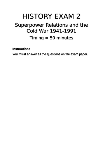 Edexcel Practice Exam Paper 2 and Model Answers on Superpower Relations ...