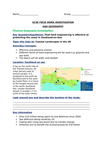 AQA Geography 9-1 - Fieldwork Studies - Student Booklet Unit 3 ...