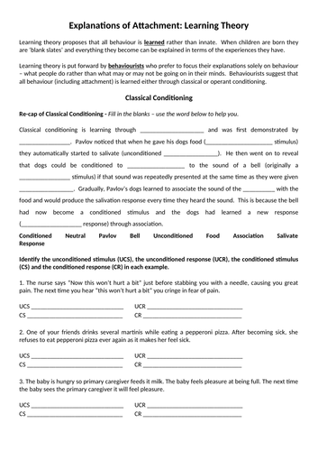 AQA A Level Psychology - Attachment (Learning theory explanation of ...