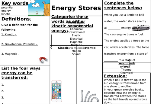 Energy Revision Mat | Teaching Resources